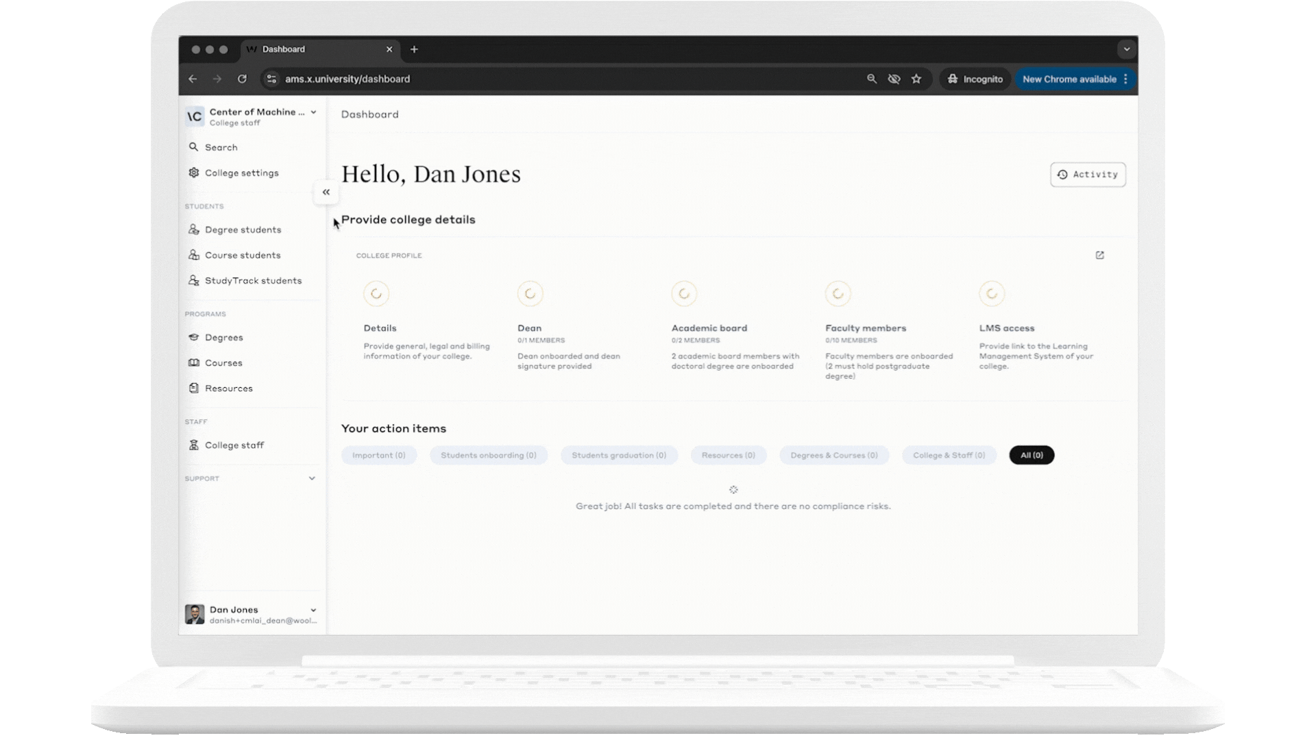 Completing the College Setup – Woolf Help Center